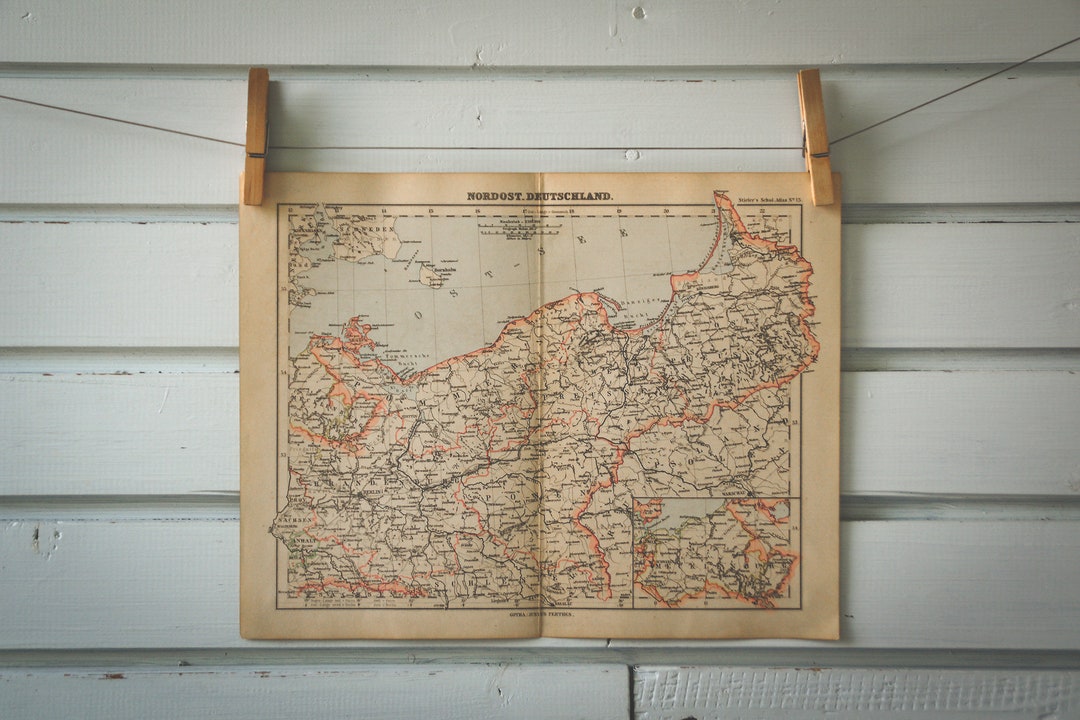 1884 Vintage North Poland Map - Etsy