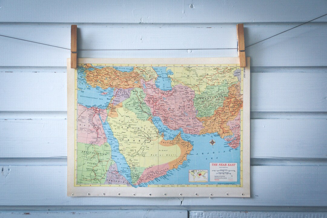 1956 Vintage Near East Map - Etsy