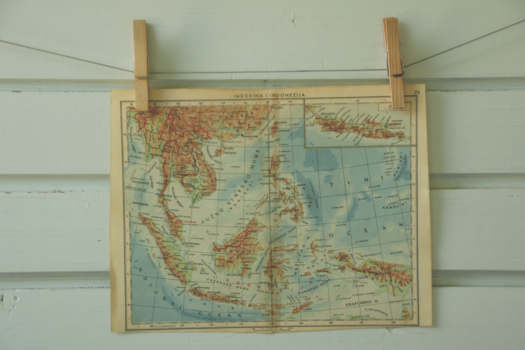 1951 Vintage Map of Southeast Asia