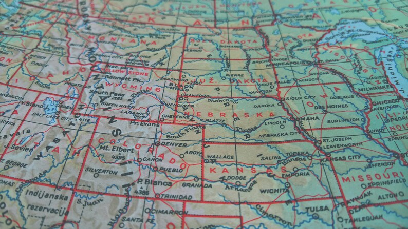 1956 Vintage USA Map | Etsy