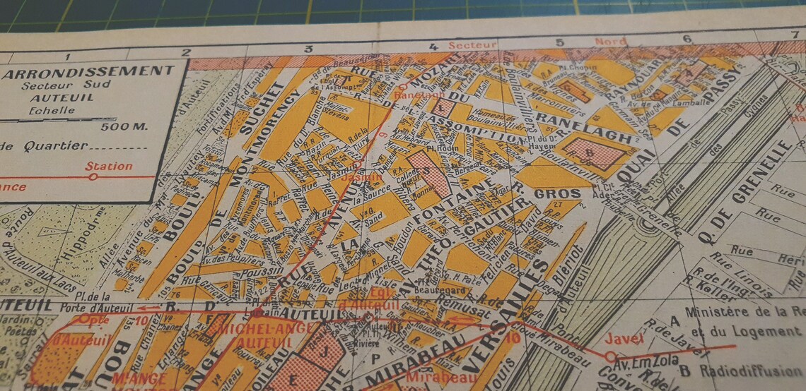1950s Vintage Auteuil Map | Etsy