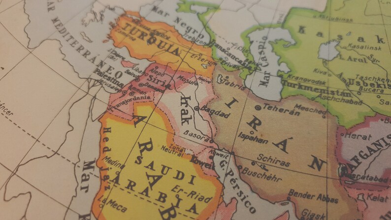 1950 Vintage Map of Asia - Etsy