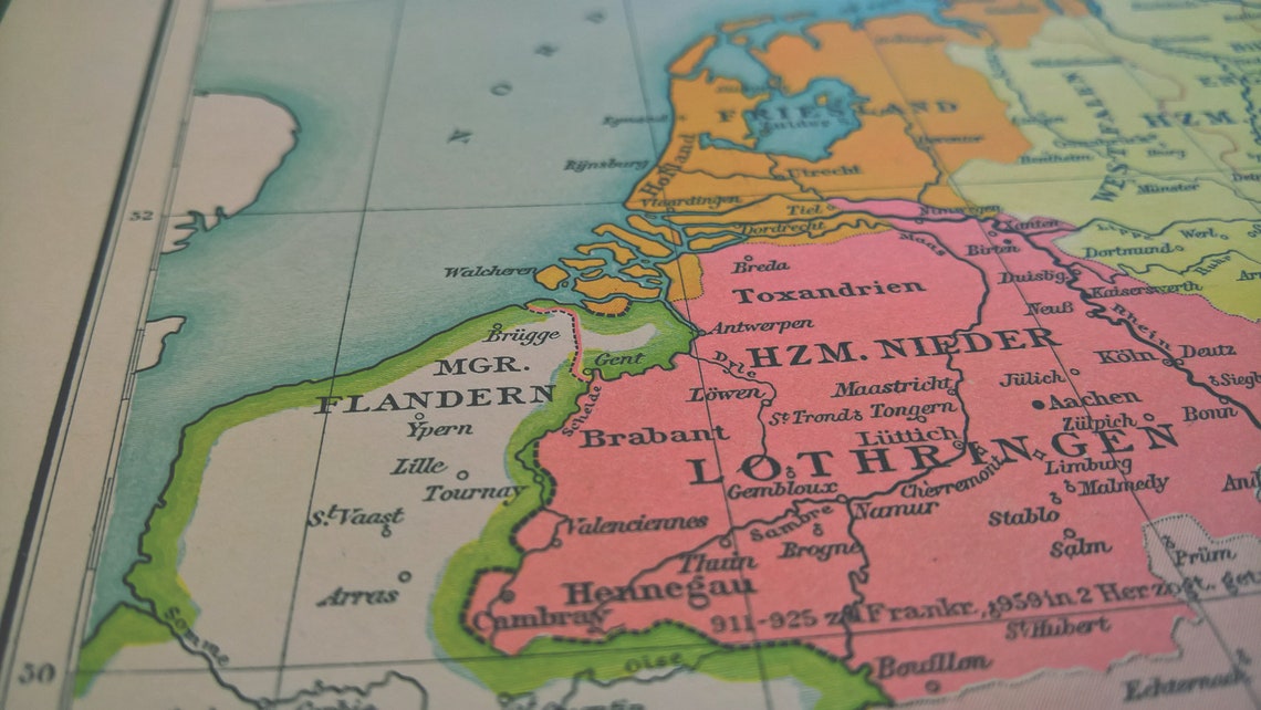 1908 Vintage Map of Germany in 10th Century - Etsy