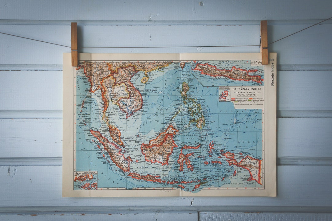 1938 Vintage Southeast Asia Map - Etsy Australia