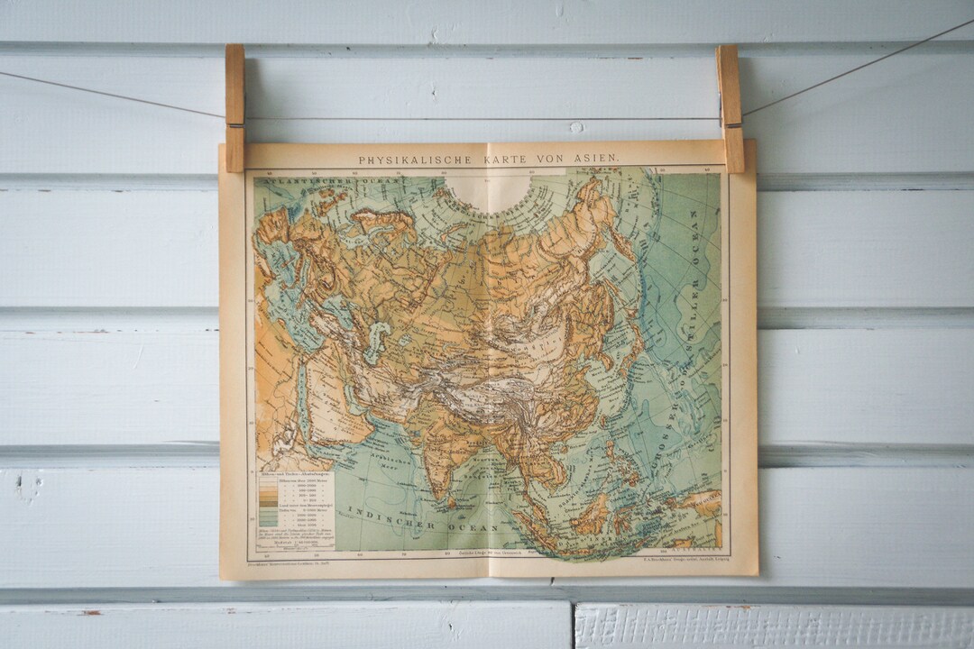 1893 Vintage Map of Asia - Etsy