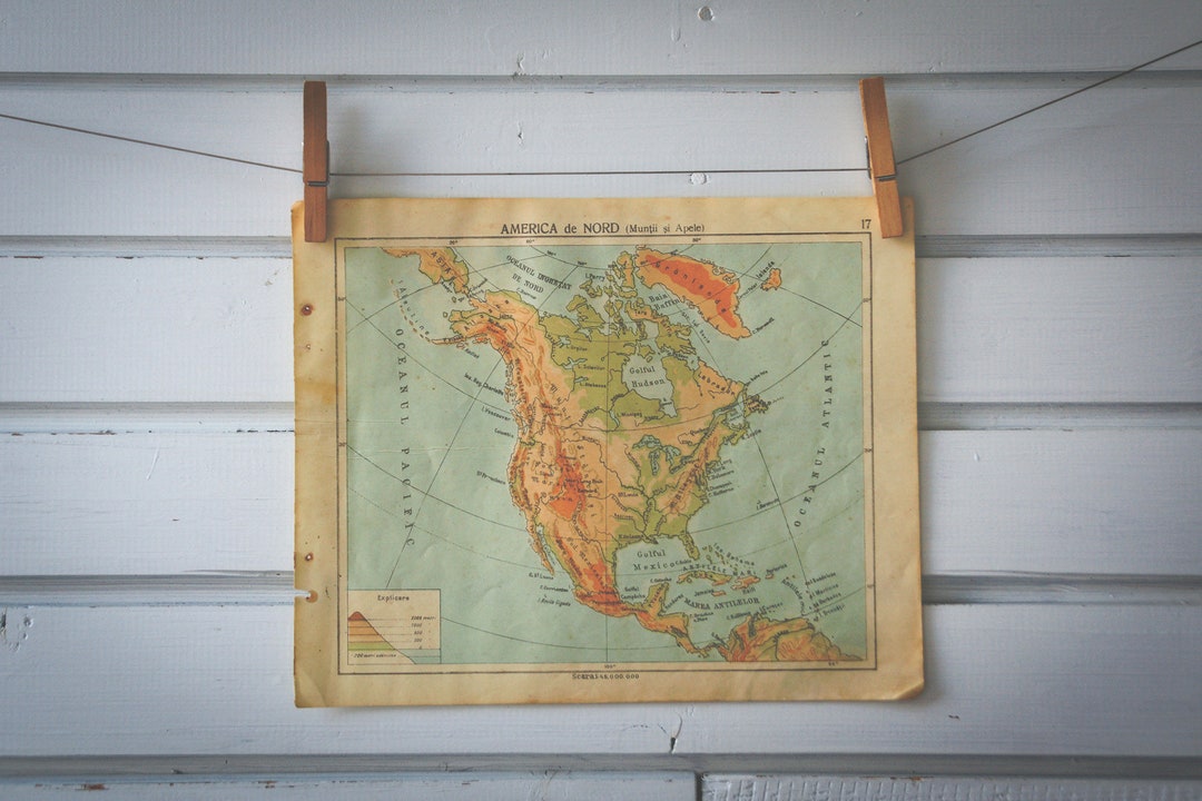 1924 Vintage North America Map - Etsy