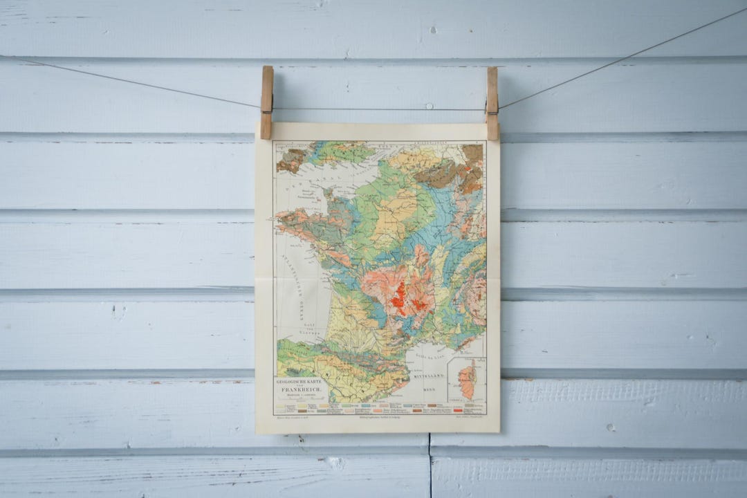 1907 Vintage Geology Map of France - Etsy