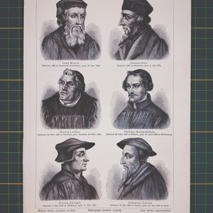 1907 Vintage Protestant Reformers Lithograph Illustration - Etsy