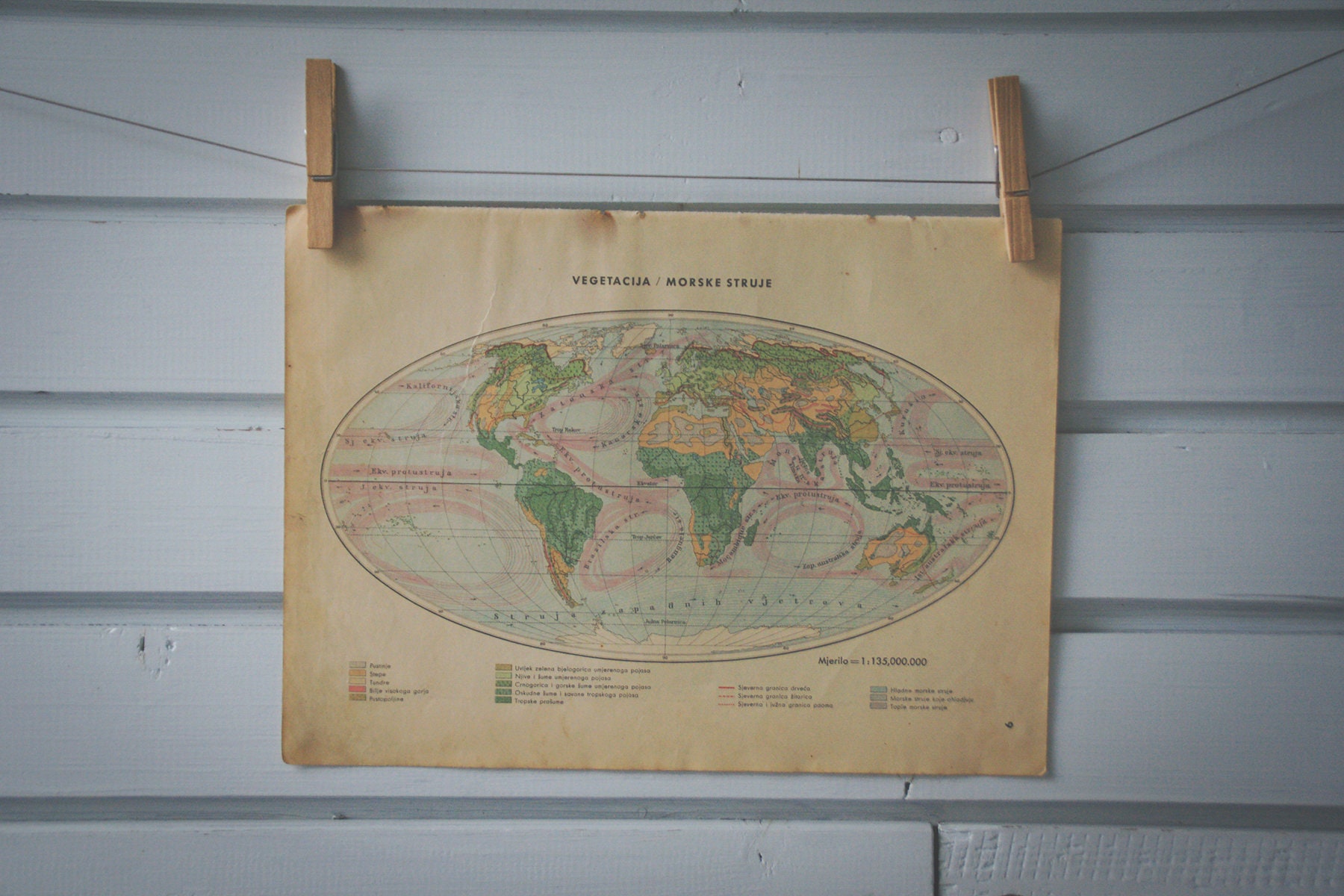 Home & Living Globes & Maps Home Décor 1928 Vintage World Map of ...