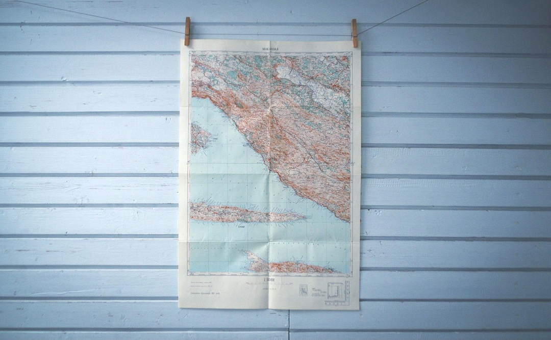 1967 Vintage Central Dalmatia Map - Etsy