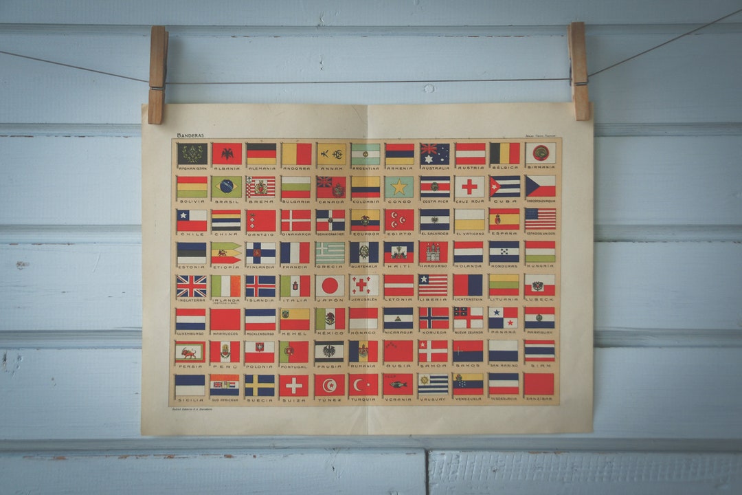 1928 Vintage Flags Chromolithograph Illustration - Etsy