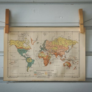 1907 Vintage Government Types World Map - Etsy