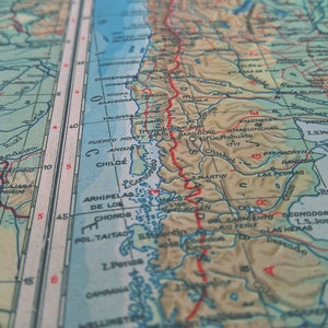 1956 Vintage Map of the Andes - Etsy