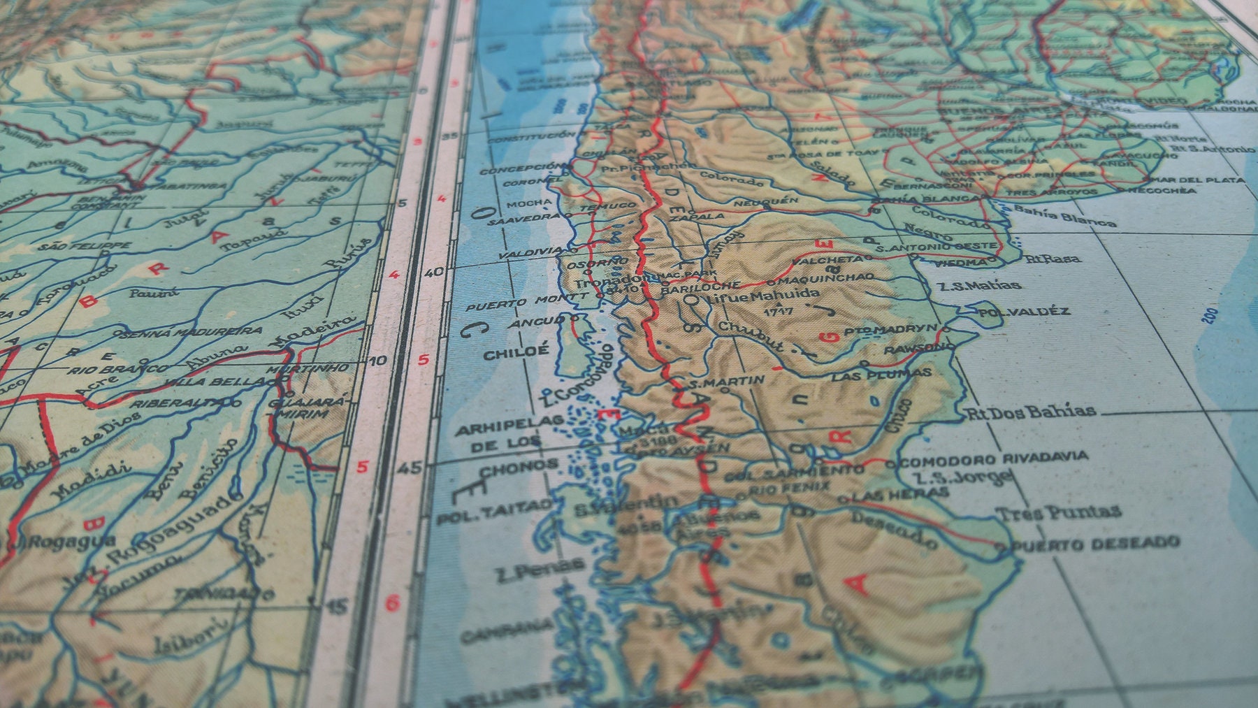 1956 Vintage Map of the Andes - Etsy