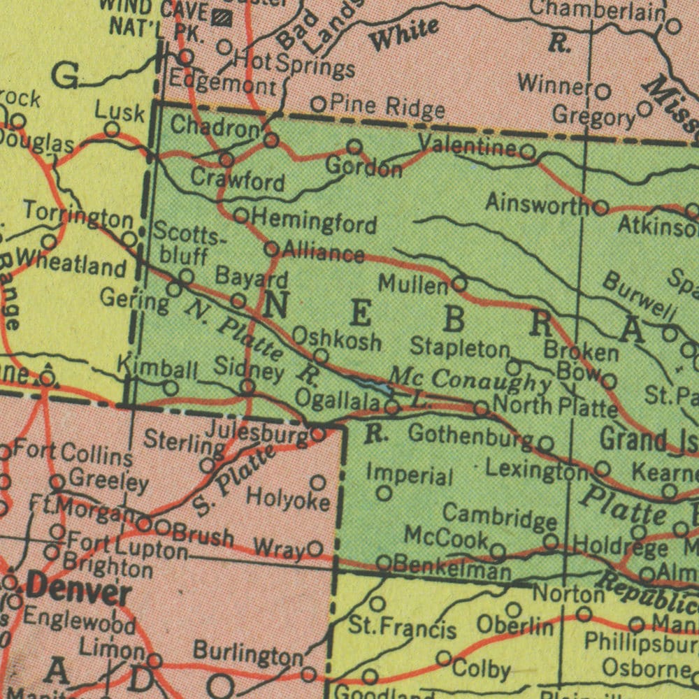 1955 Vintage United States Map