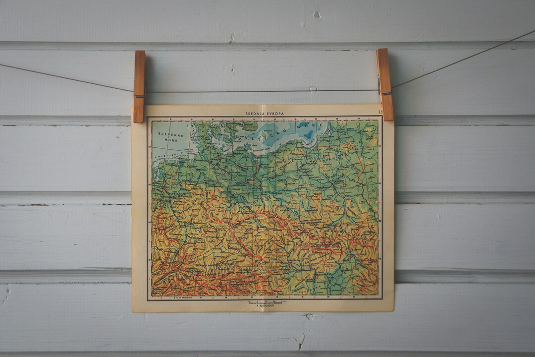 1965 Vintage Central Europe Map - Etsy