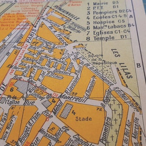 1950s Vintage Pantin Map - Etsy
