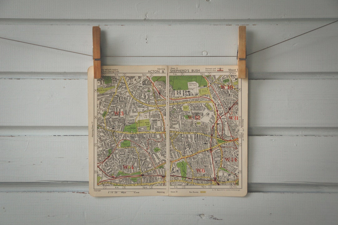 1950s Vintage Acton & Shepherd's Bush Map - Etsy