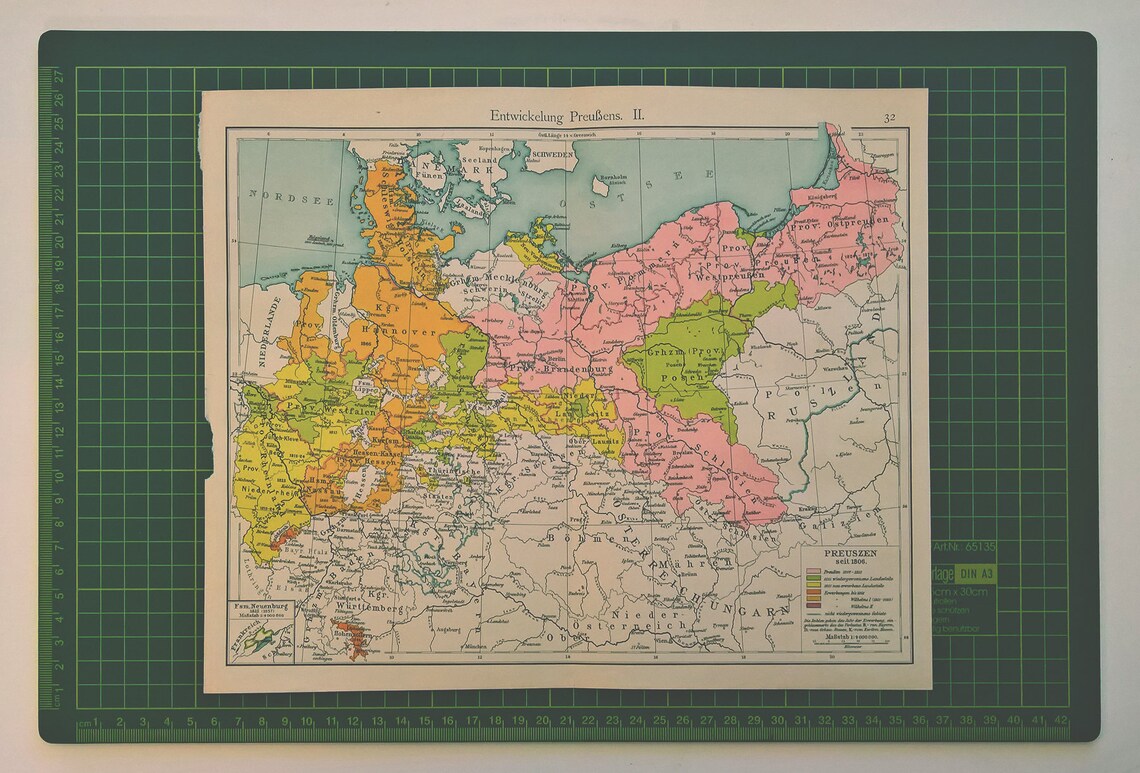 1908 Vintage Map of Prussia in Early 19th Century - Etsy