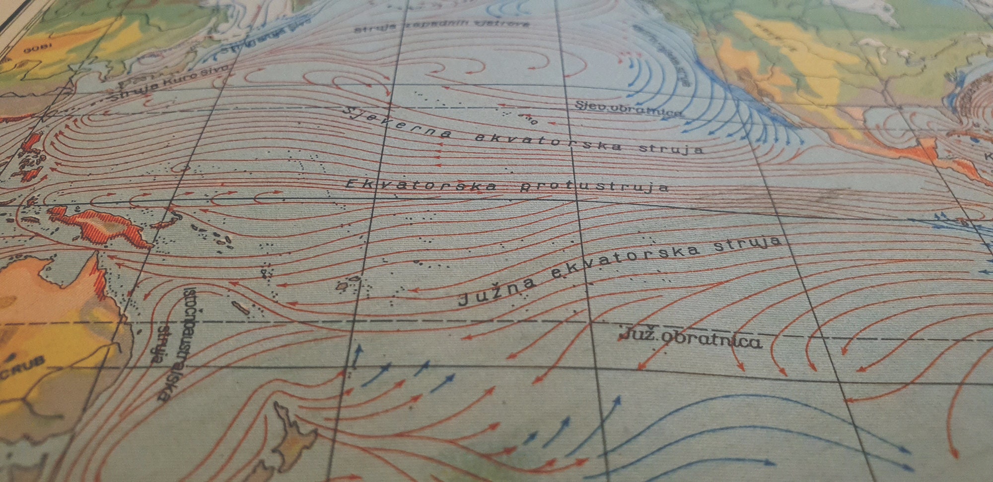 1958 Vintage Ocean Currents World Map - Etsy