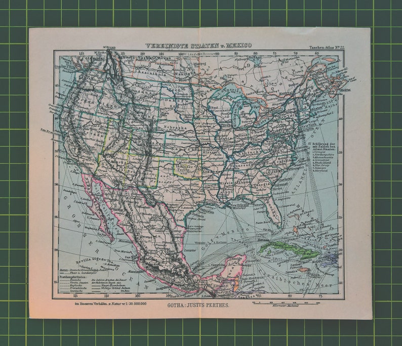 1893 Vintage USA Map - Etsy