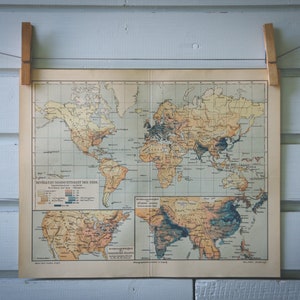 1907 Vintage Population Density World Map - Etsy