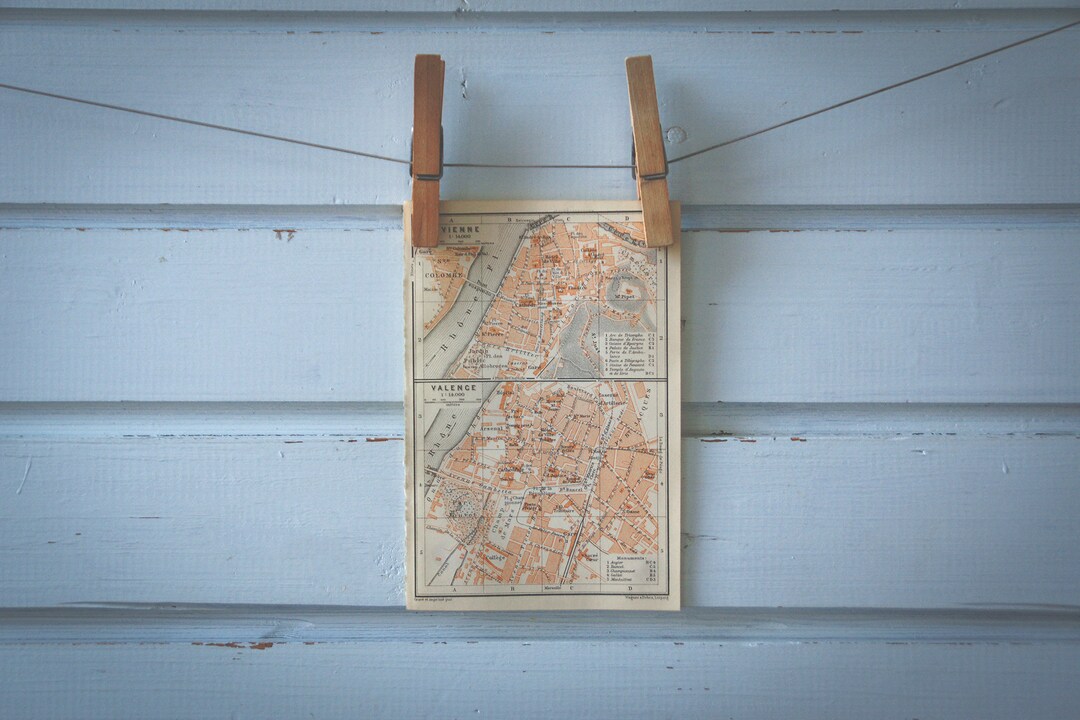 1906 Vintage Vienne & Valence Map - Etsy