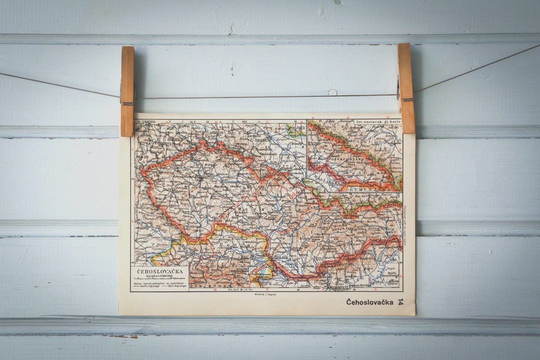 1938 Vintage Czechoslovakia Map - Etsy
