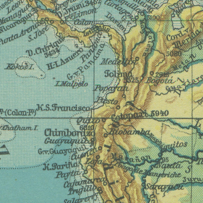 1931 Vintage Map of the Americas - Etsy