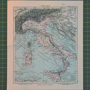 1893 Vintage Map of Italy - Etsy