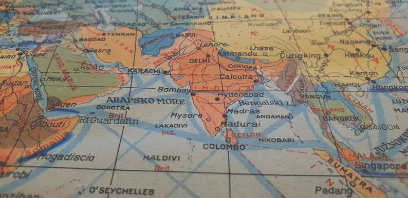 1958 Vintage World Map - Etsy