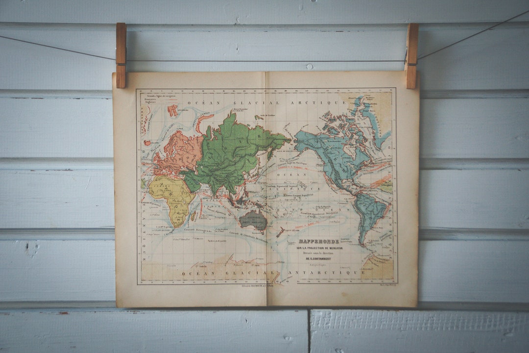 1870 Vintage World Map - Etsy