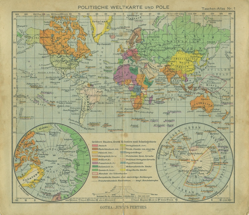 1941 Vintage World Map - Etsy