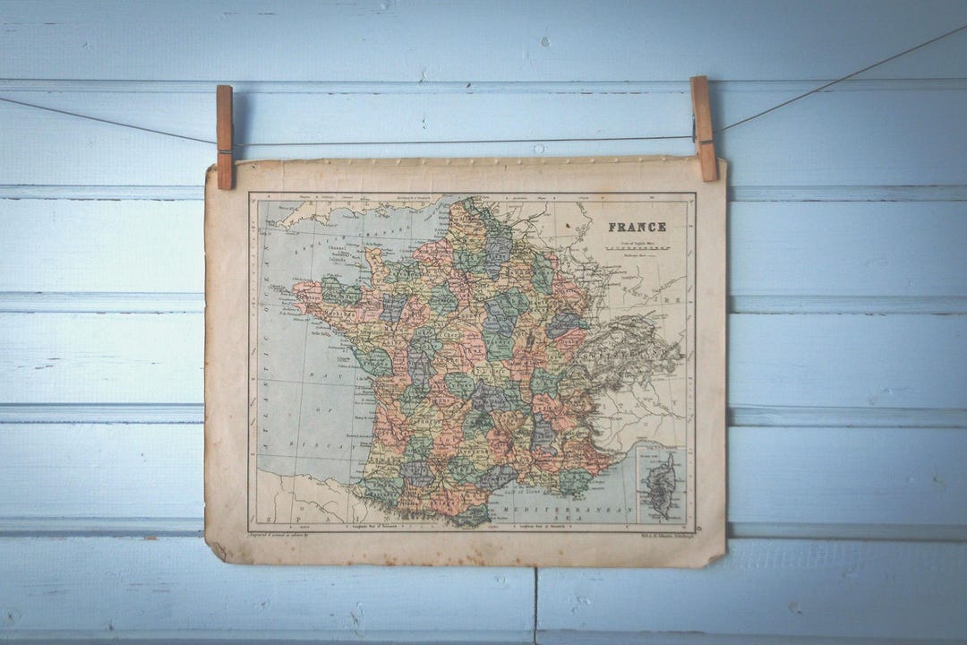 1883 Vintage Map of France - Etsy