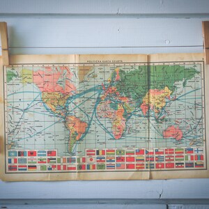 1959 Vintage World Map - Etsy