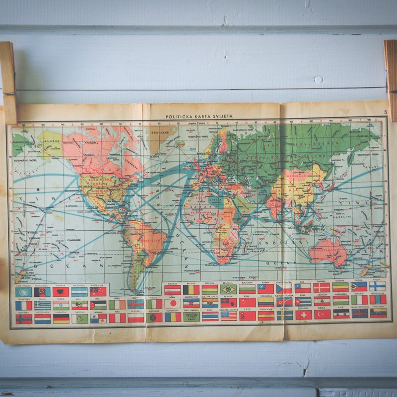 Vintage World Map - Etsy