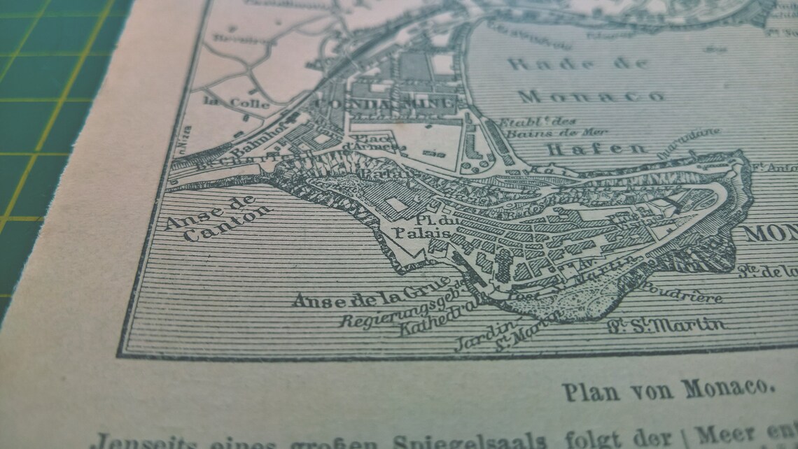 1892 Vintage Map of Monaco - Etsy