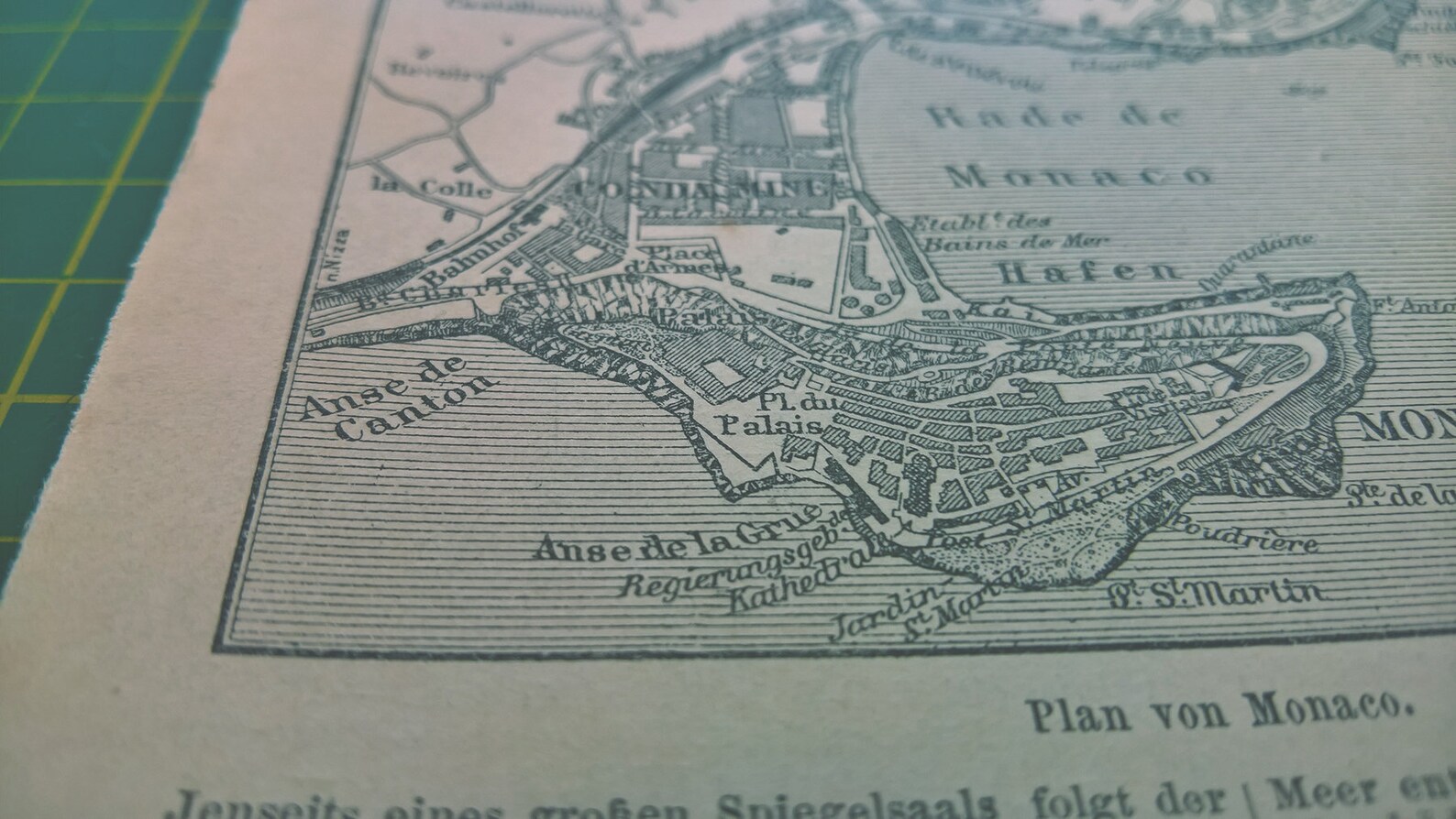 1892 Vintage Map of Monaco - Etsy