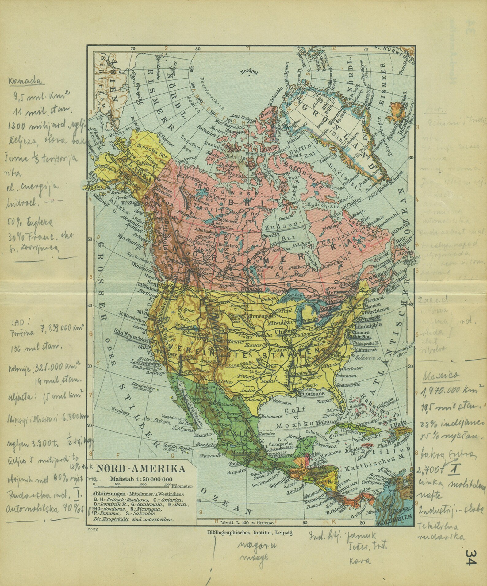 1936 Vintage North America Map - Etsy