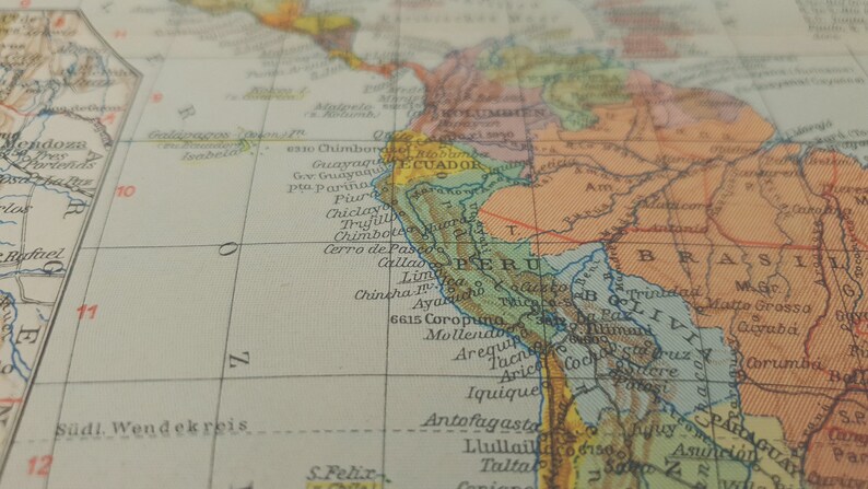 1939 Vintage Map of the Americas - Etsy