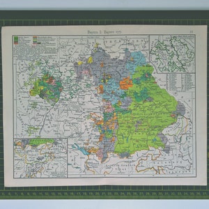 1908 Vintage Map of Bavaria in 18th Century - Etsy
