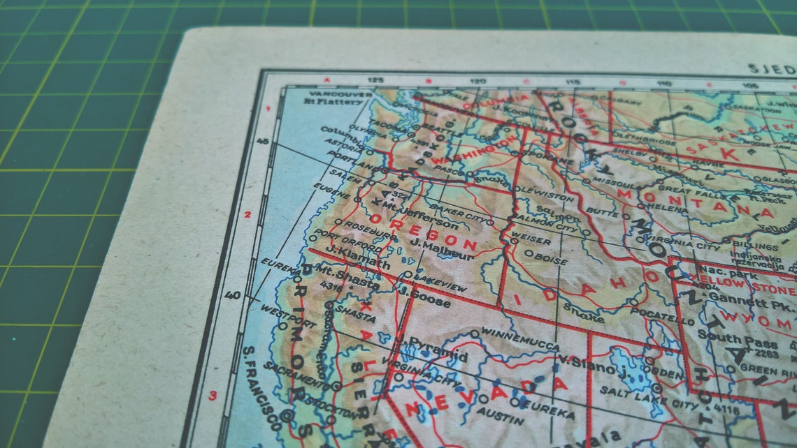 1956 Vintage USA Map | Etsy