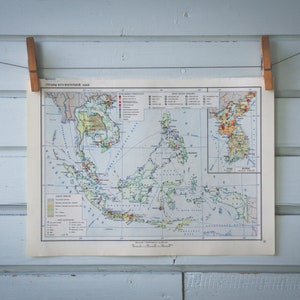 1967 Vintage Southeast Asia Map - Etsy