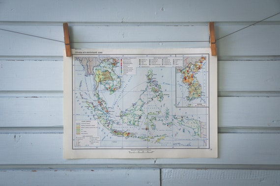1967 Vintage Southeast Asia Map - Etsy