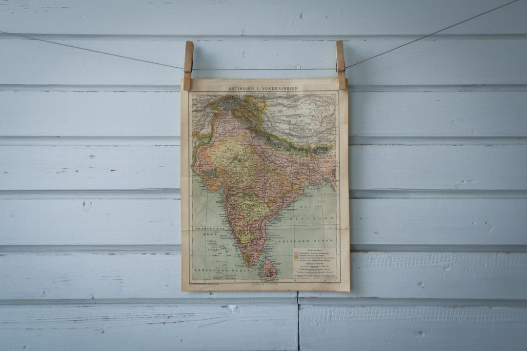 1887 Vintage Map of India - Etsy