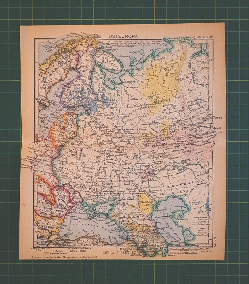 1943 Vintage Map of Russia - Etsy