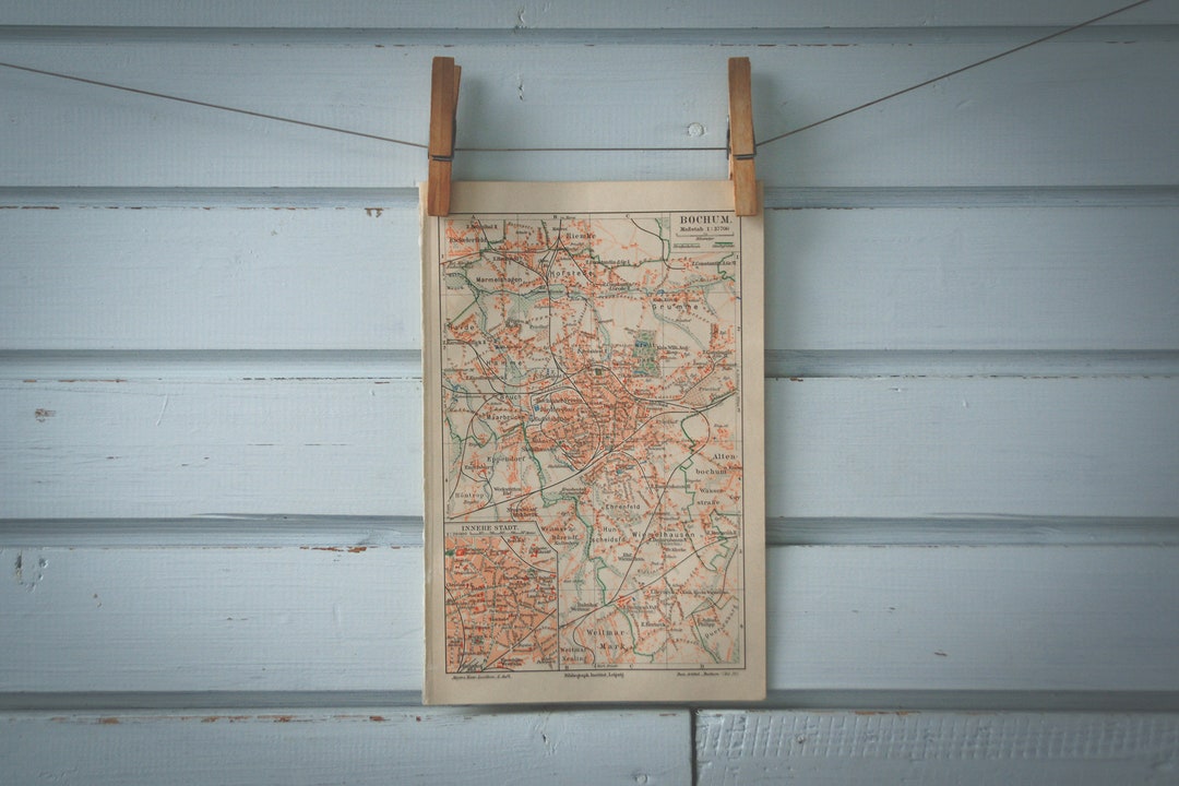 1907 Vintage Bochum Map - Etsy