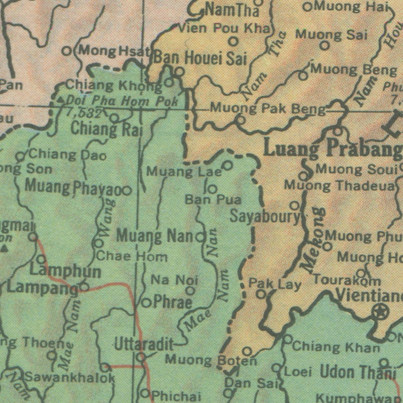 1955 Vintage Southeast Asia Map | Etsy