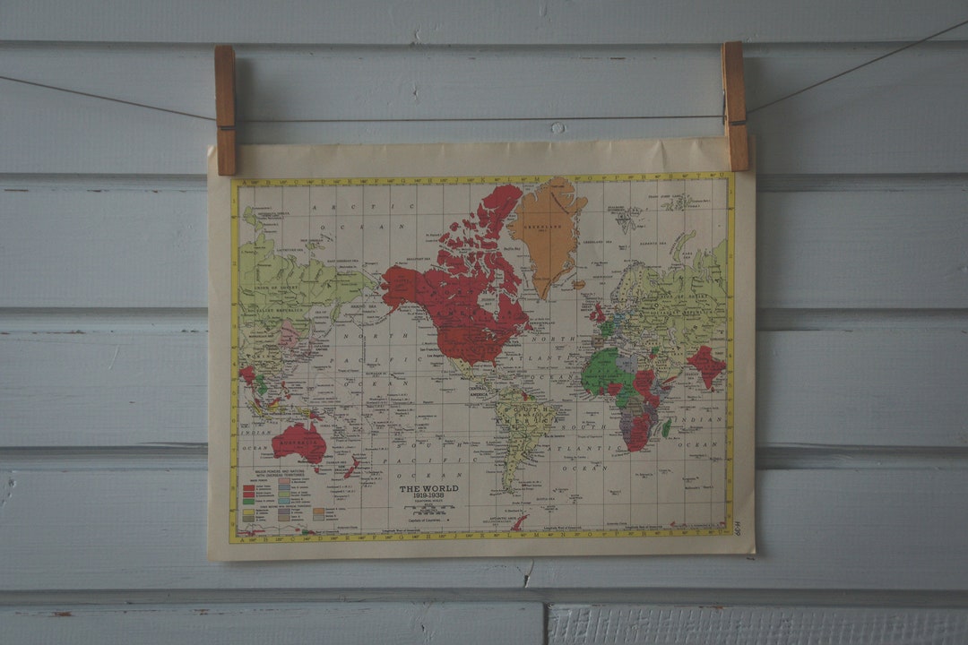 1957 Vintage Interwar Period Map of the World - Etsy
