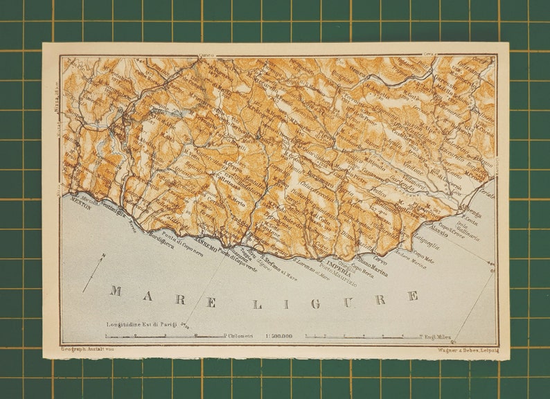 1928 Vintage West Italian Riviera Map | Etsy